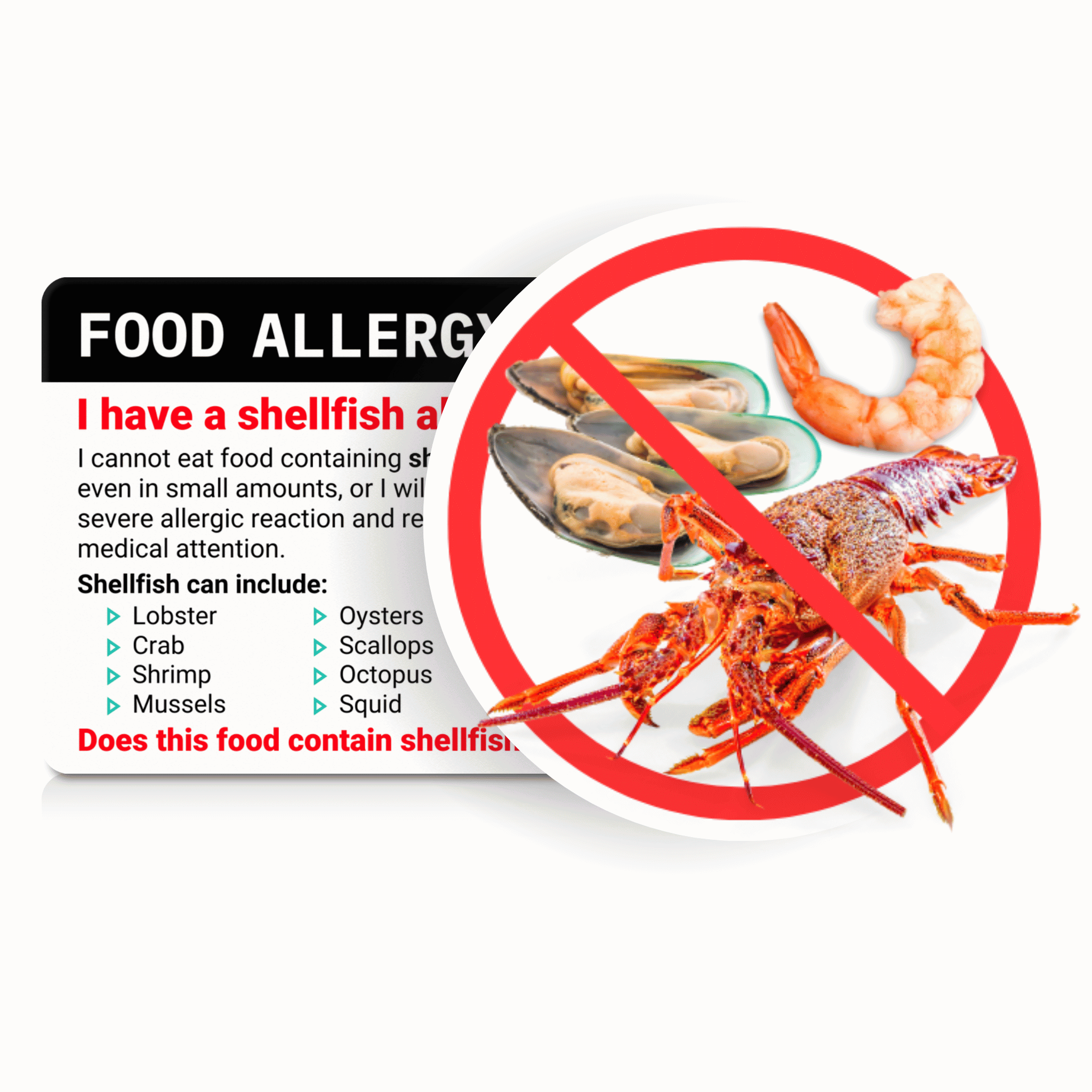 Shellfish Allergy Card | Your Shellfish Allergies Understood | Equal Eats
