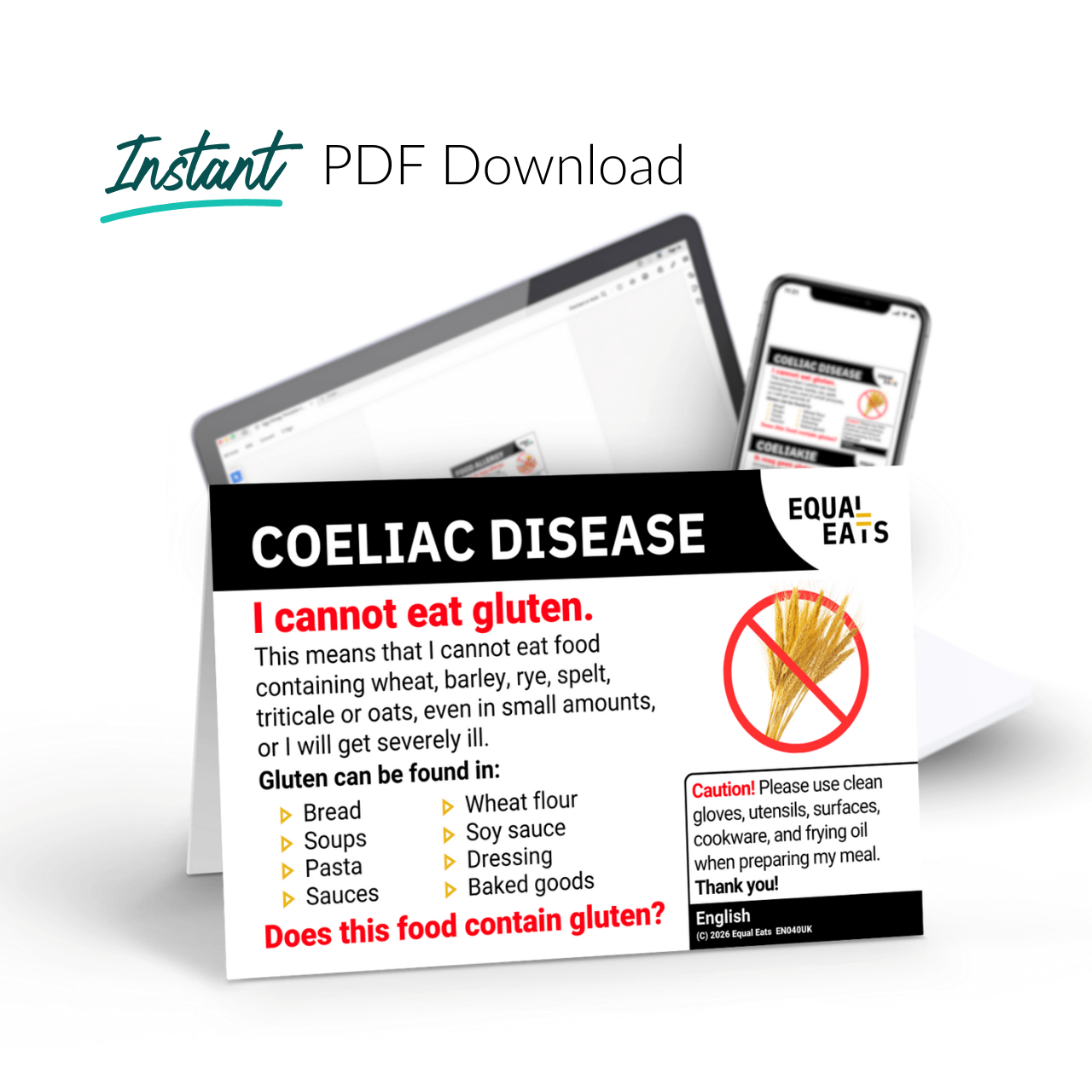 Coeliac Disease Card | Download a Coeliac Disease Translation Card ...