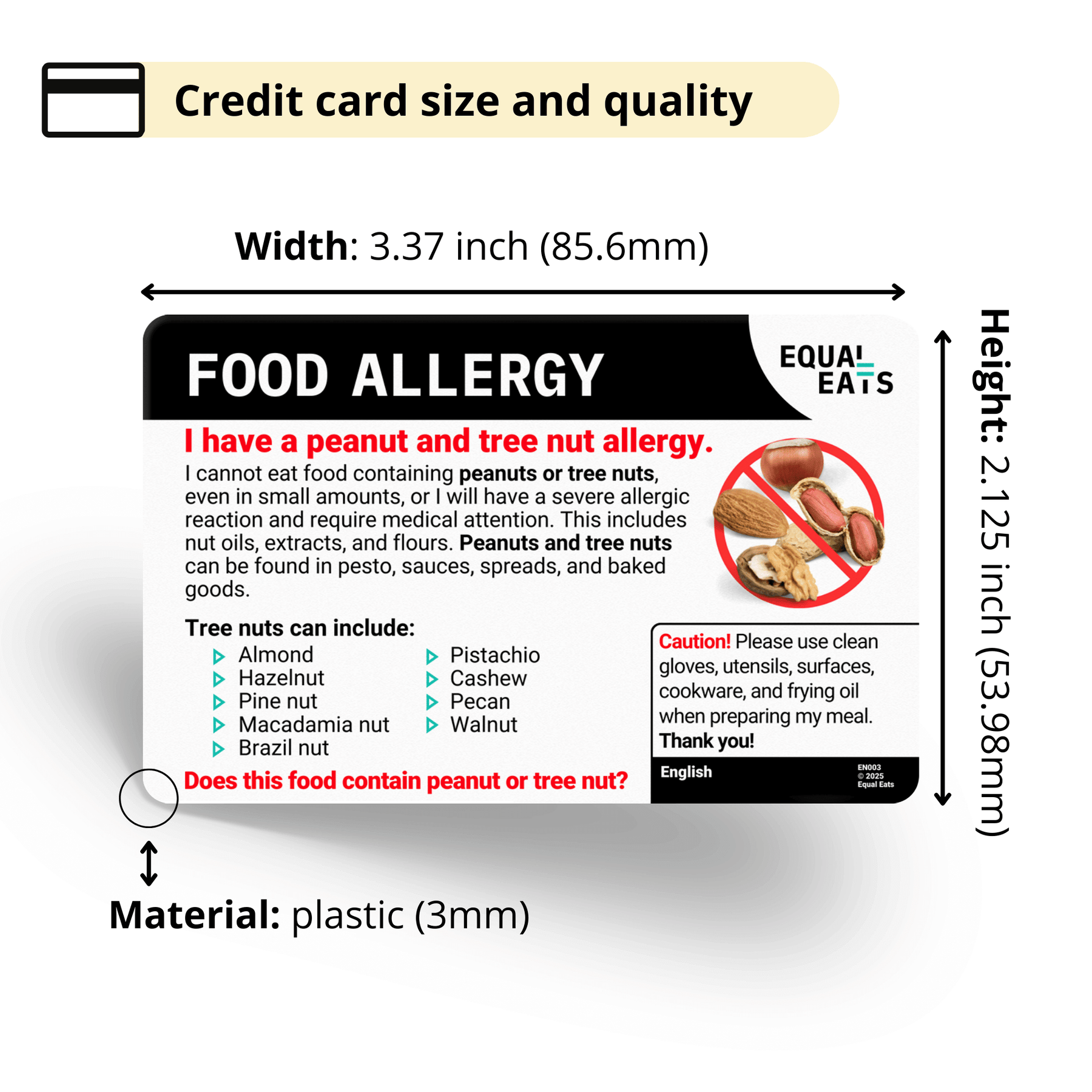 Peanut and Tree Nut Allergy Card | You Allergies Understood – Equal Eats