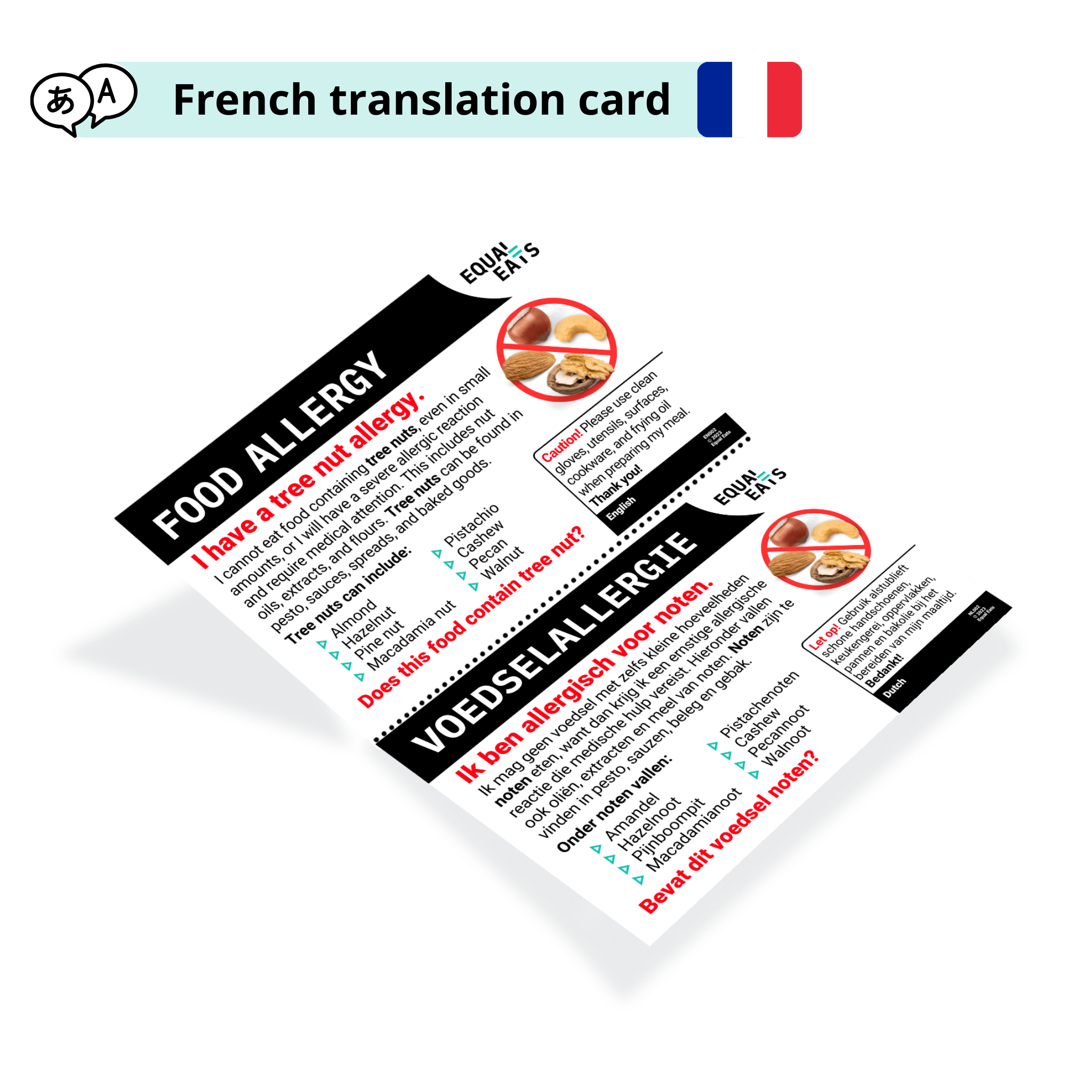 Peanut & Tree Nut Allergy Translation Card in French | Download – Equal ...