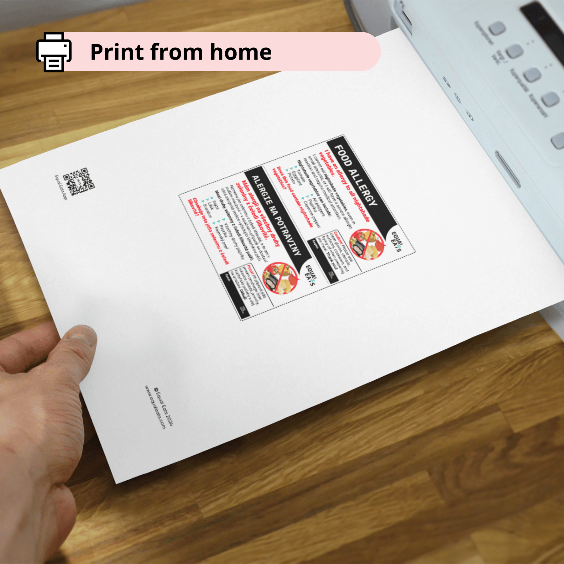 Nightshade Vegetable Allergy Card | Allergy Translation Card Download – Equal Eats