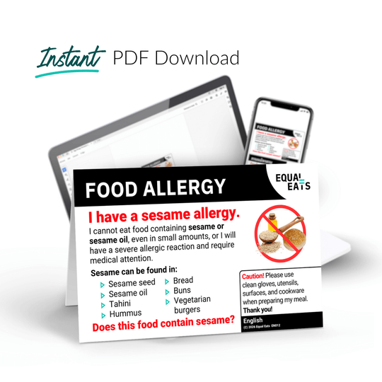 Sesame Allergy Printable Card – Equal Eats