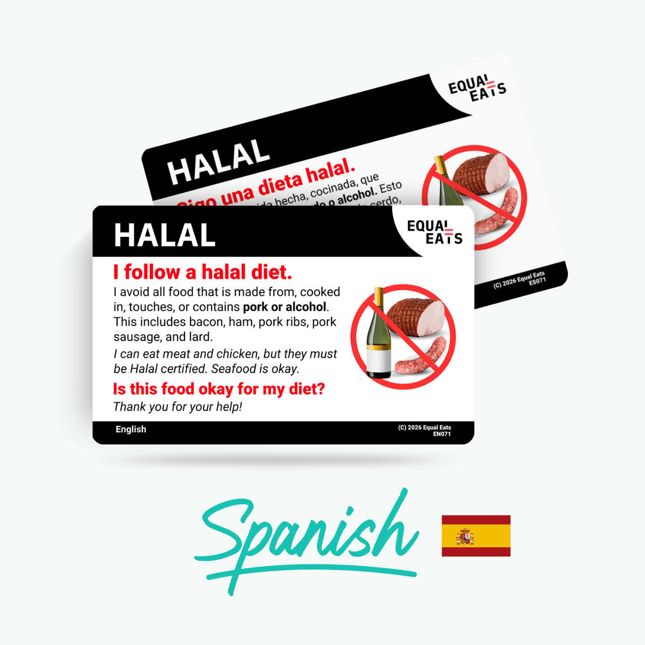 Spanish Halal Diet Card | Communicate Halal Diet in Spain | Equal Eats