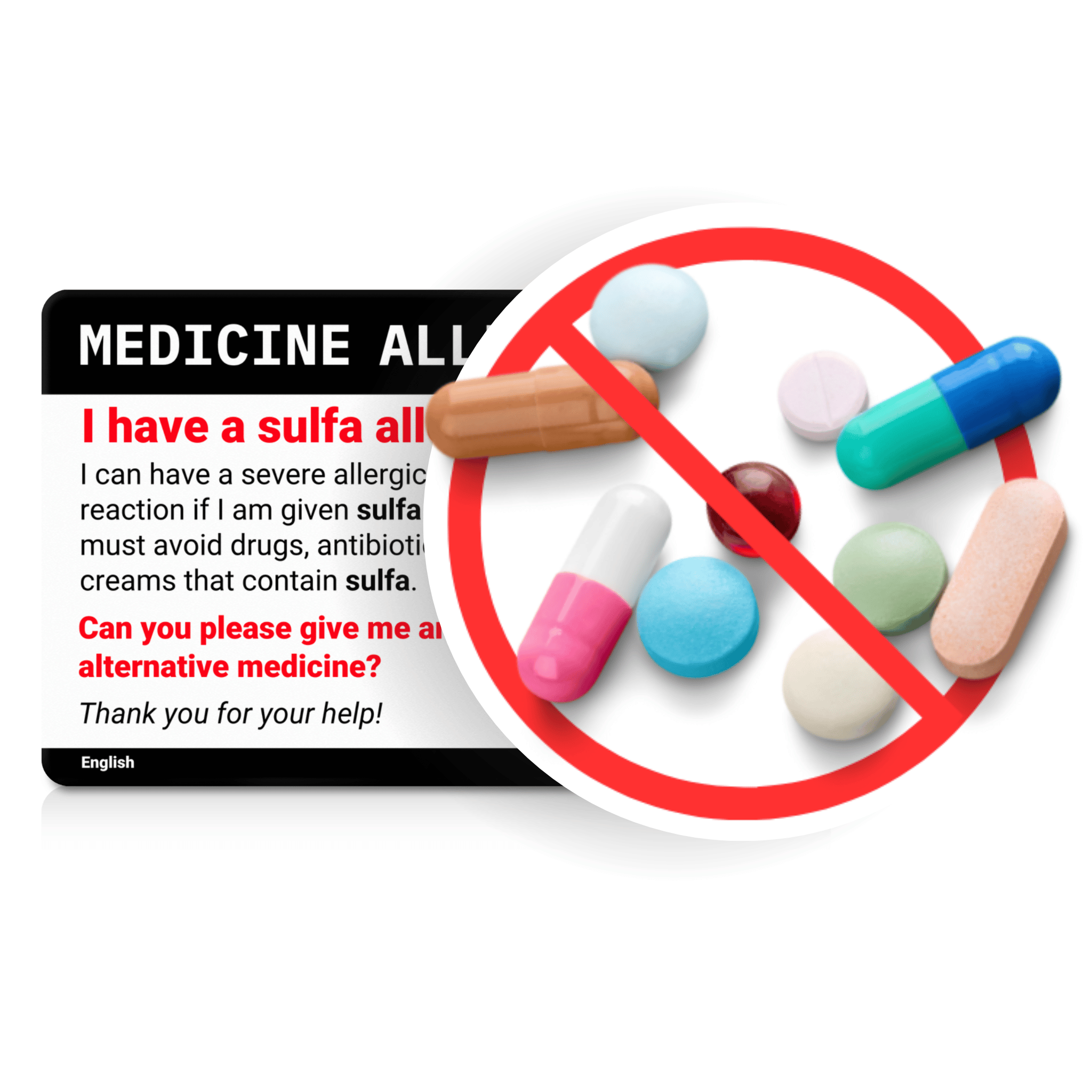 Sulfa Allergy Card | Your Sulfa Allergy Noted | Equal Eats