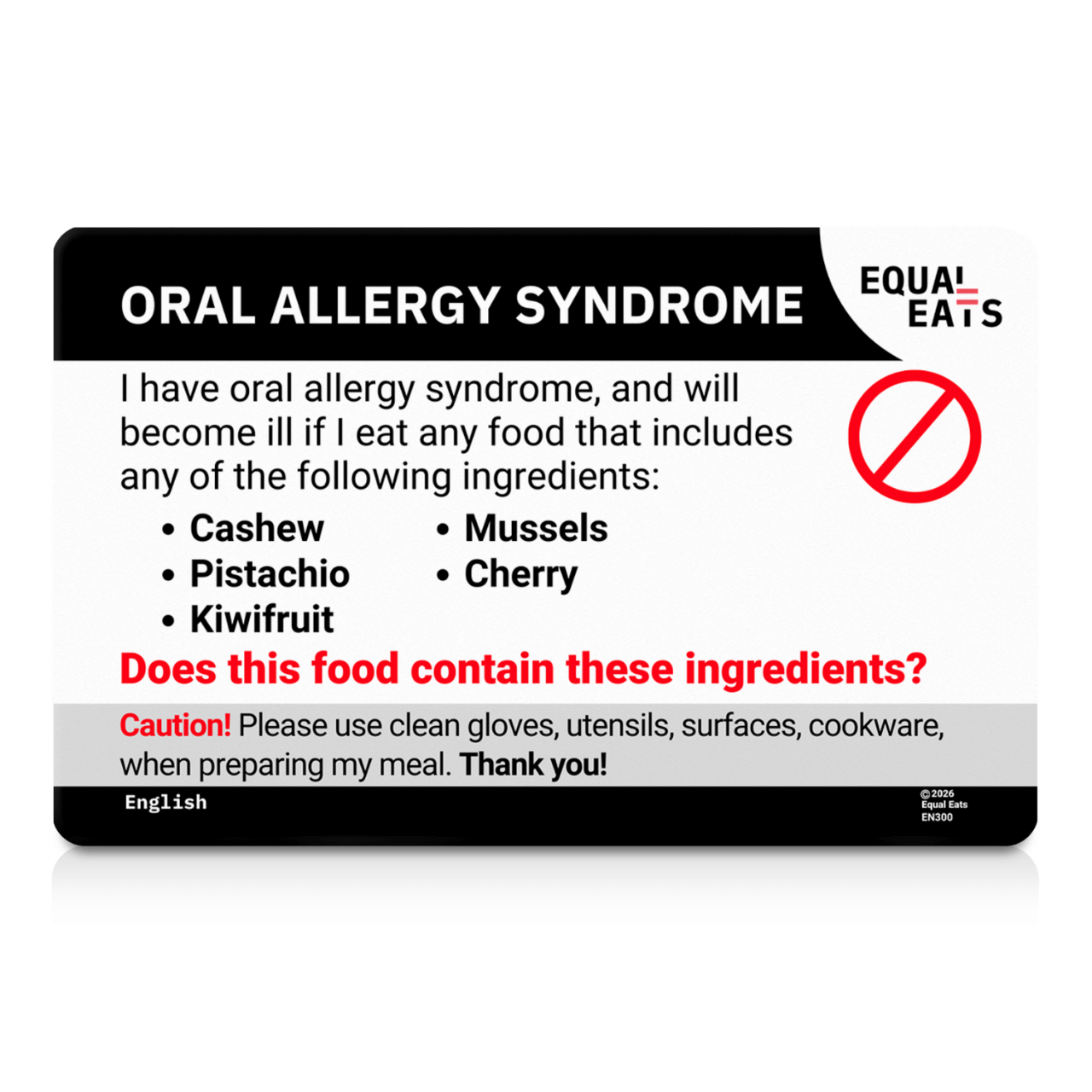 Oral Allergy Syndrome Translation Card – Equal Eats