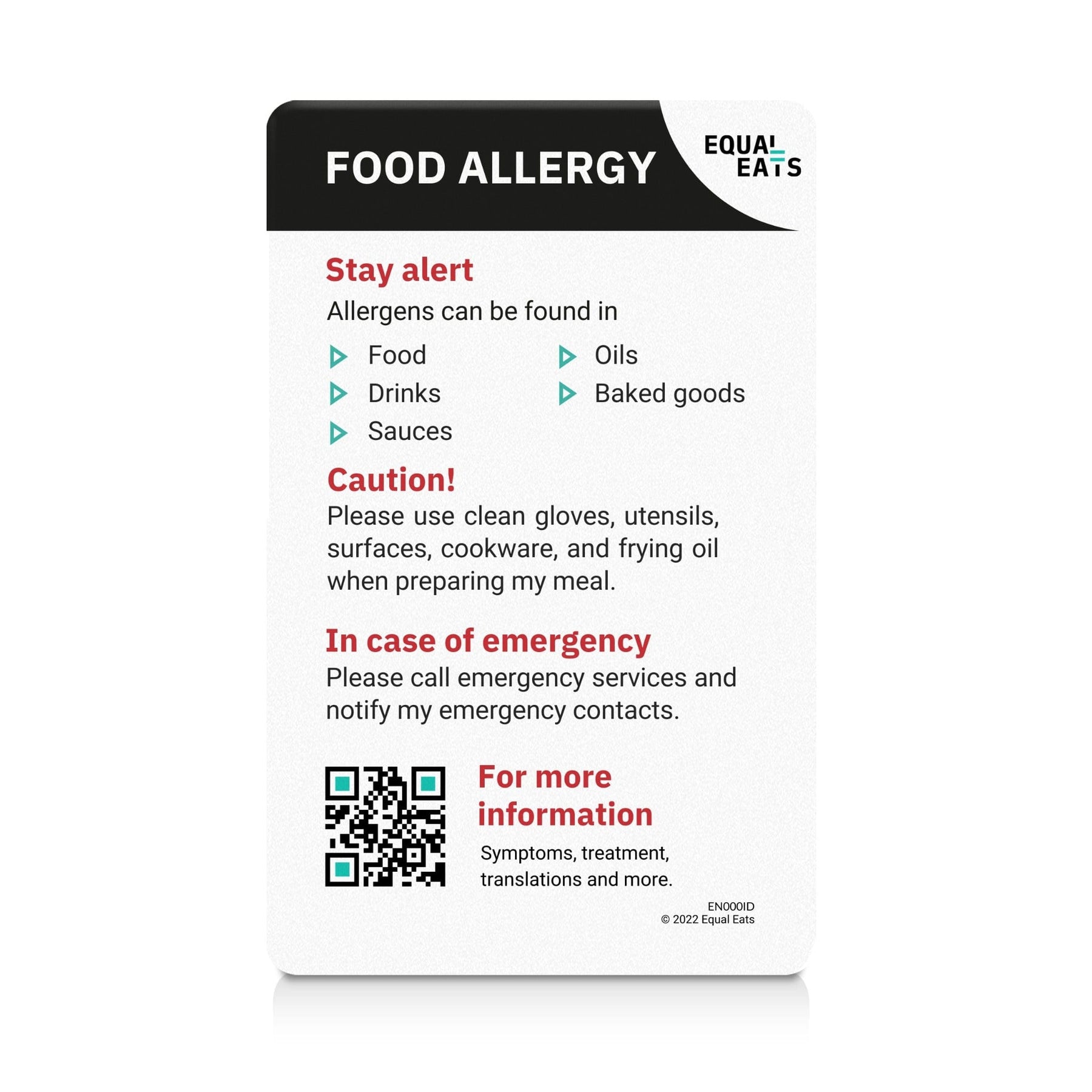 Multiple Food Allergy Custom Theme ID Card – Equal Eats