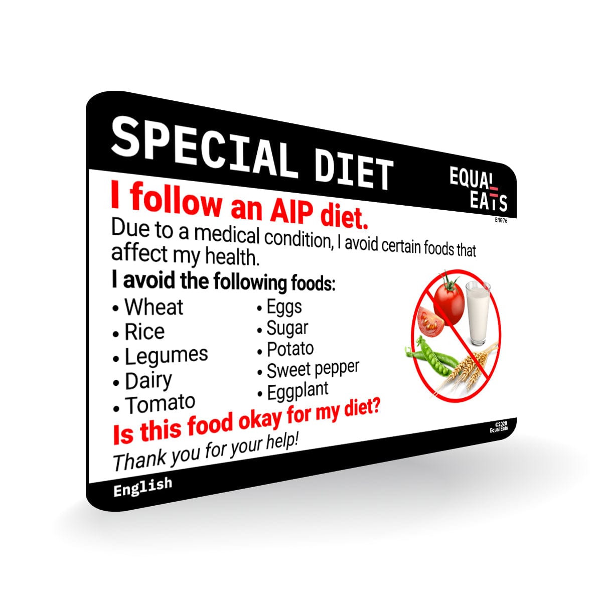 English AIP Diet Card | Eat Well in U.S.A., U.K., + | Equal Eats