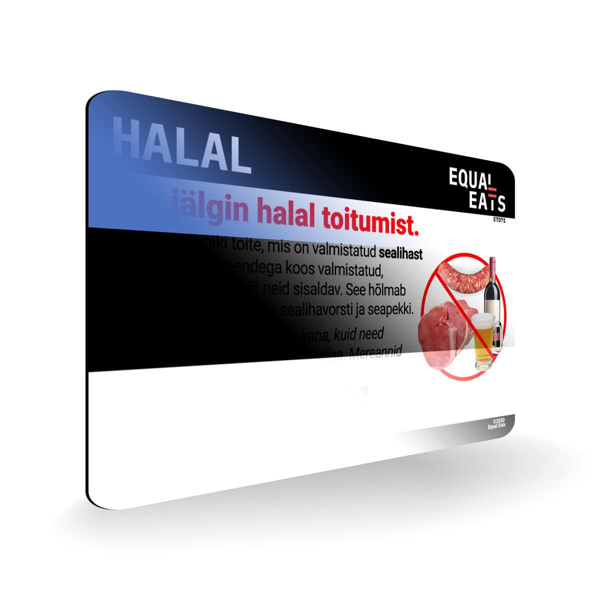 Estonian Halal Diet Card | Communicate Halal Diet in Estonia | Equal Eats