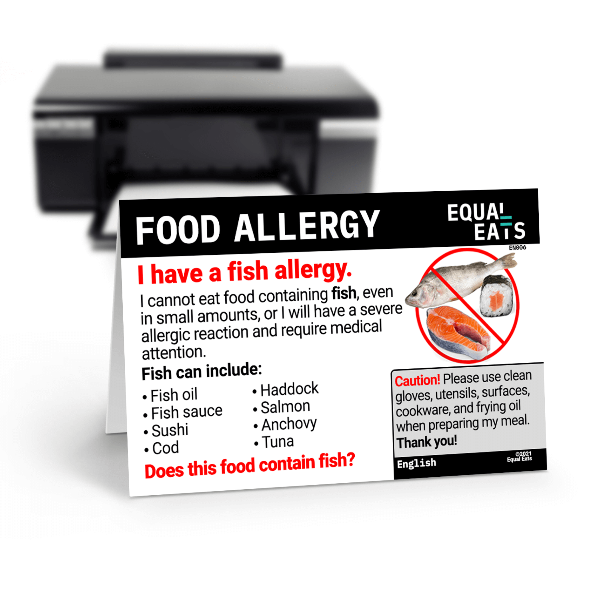 Fish Allergy Card | Download a Fish Allergy Translation Card – Equal Eats