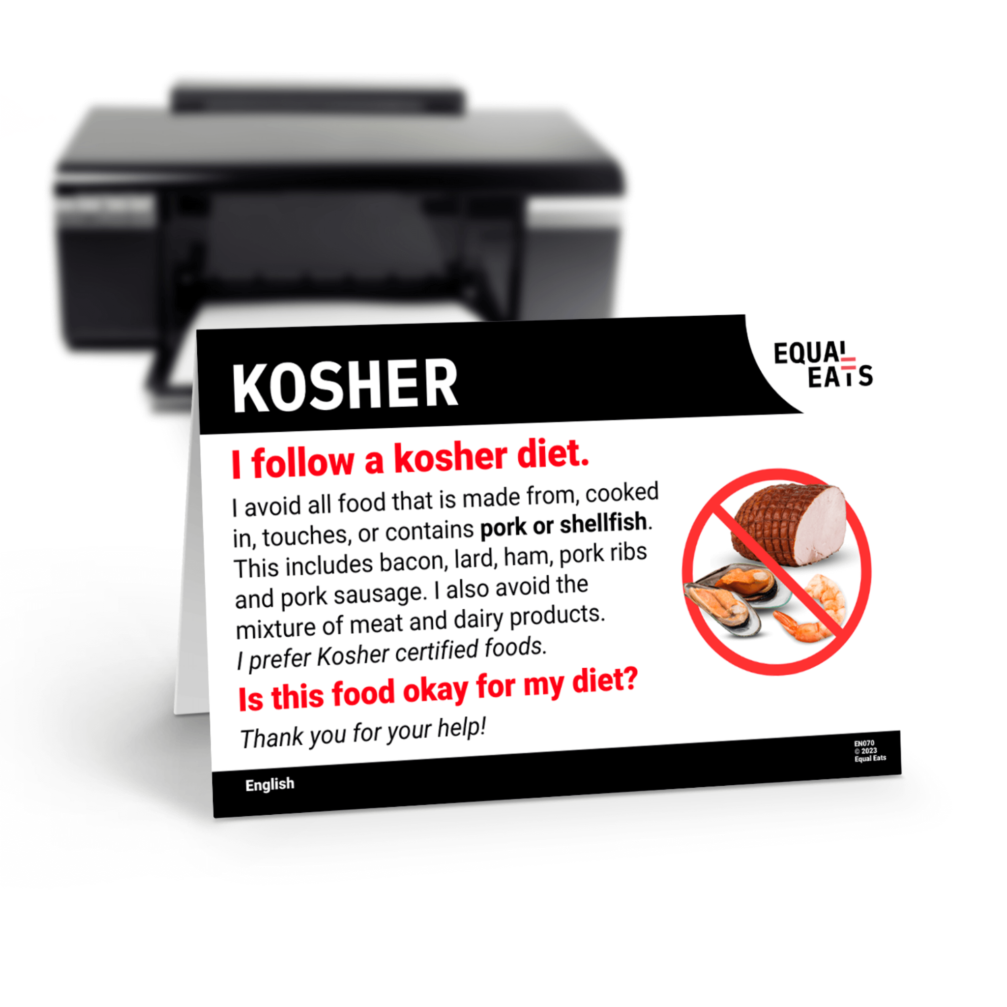 Free Kosher Diet Card | Downloadable Kosher Card | Printable – Equal Eats