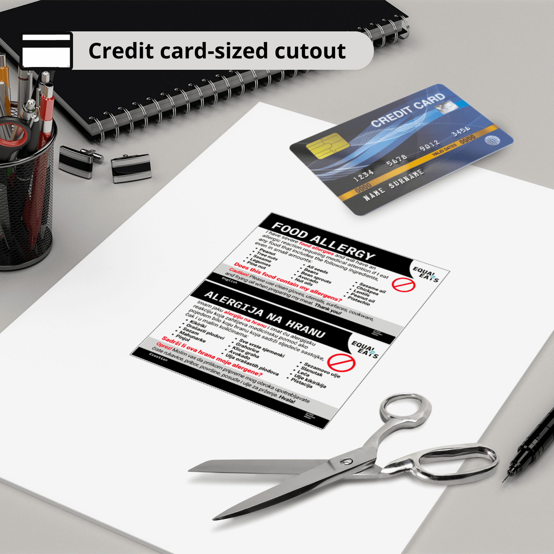 Printable Food Allergy Card | 50 Languages | 500 Allergens – Equal Eats