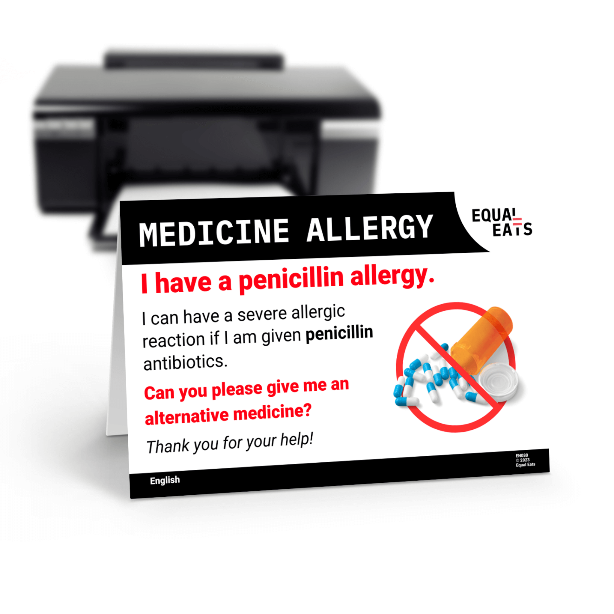 Free Penicillin Allergy Card | Downloadable and Printable Card – Equal Eats